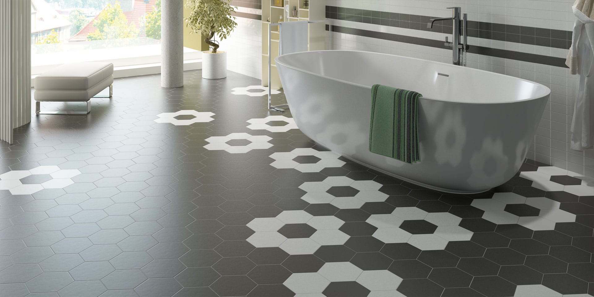 Hexagon Floor Tiles | Gloss, Satin & Patterned Tiles | DTW Tiles